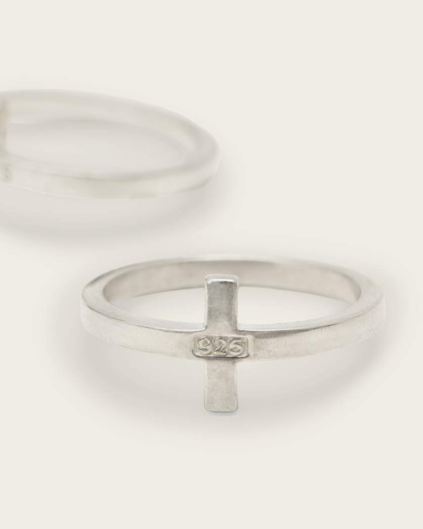 Gabe Sterling Silver Cross Rings WARM SILVER | ALLSAINTS